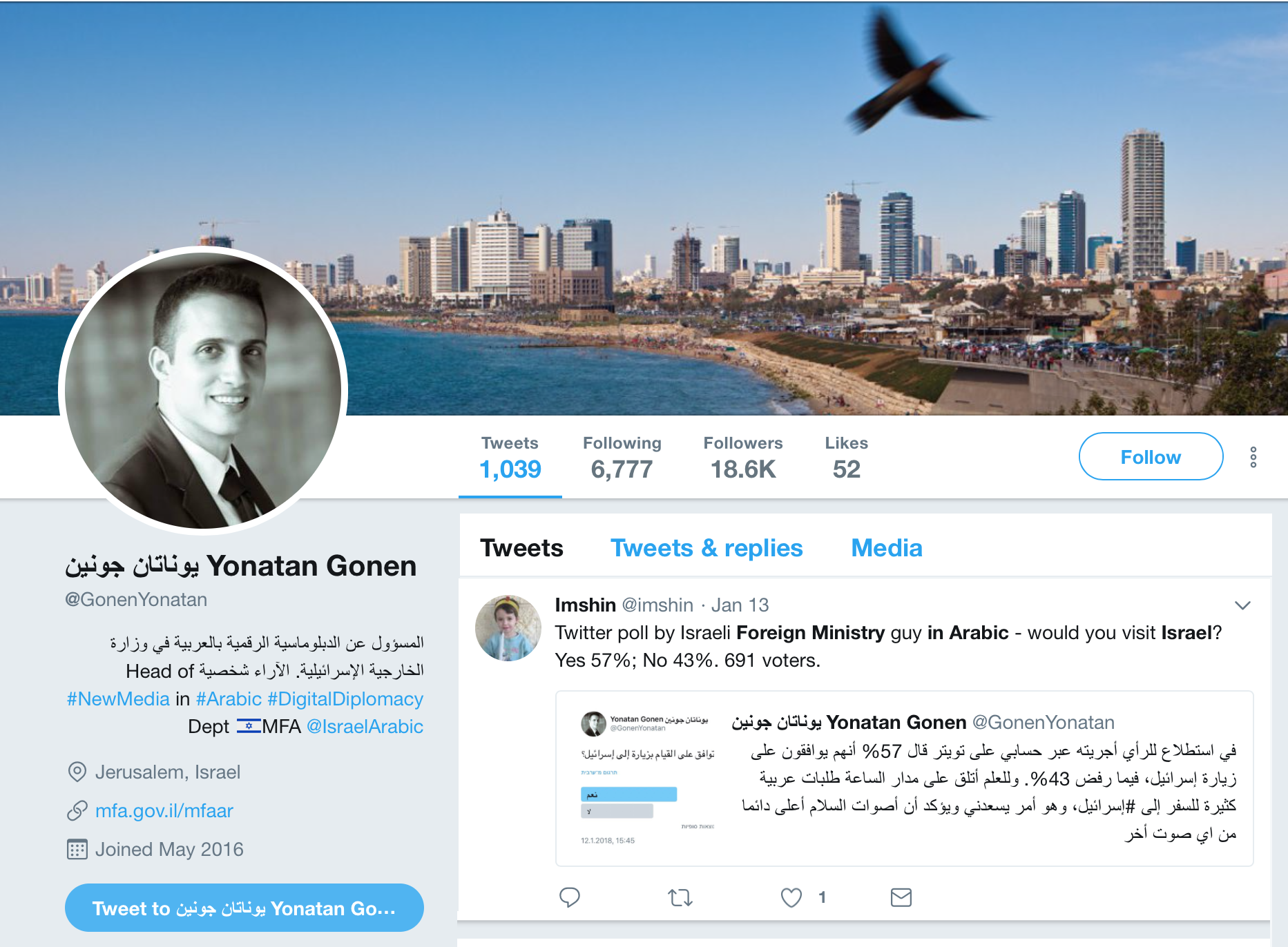 Israel and Stuff » Israel’s Foreign Ministry’s Arabic Twitter poll ...